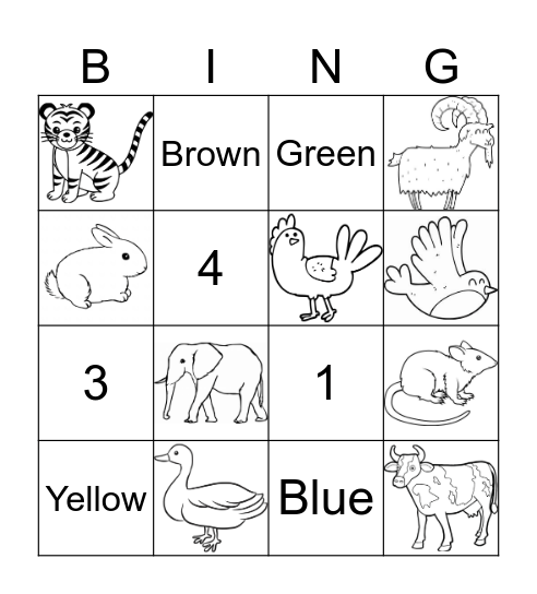 Animals Bingo Mix Bingo Card