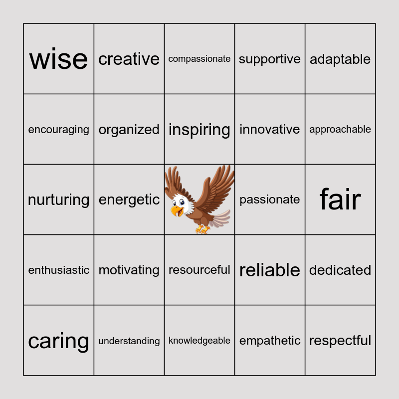 Educator Appreciation BINGO Card