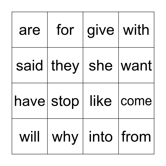 April Bingo Card