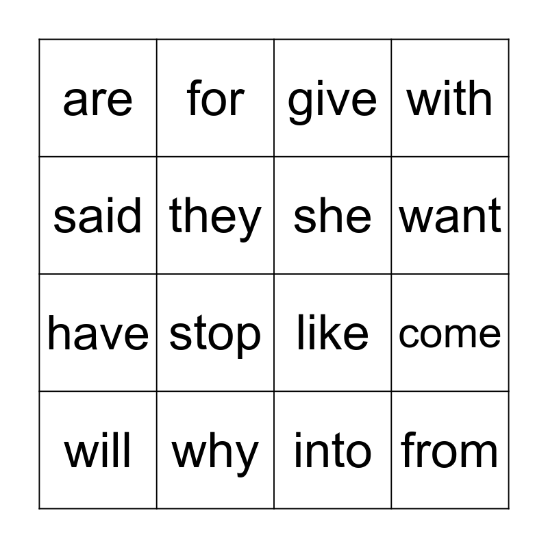 April Bingo Card