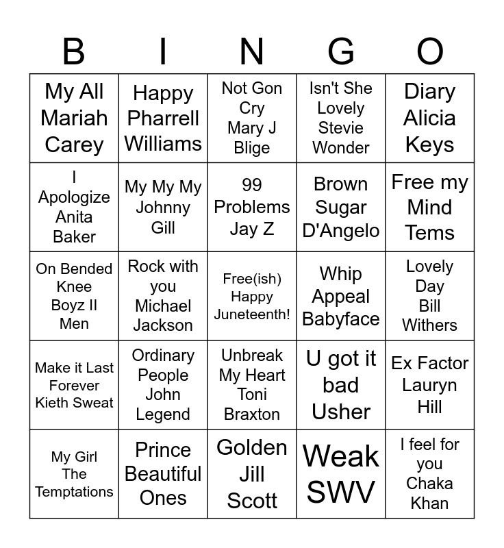 Juneteenth Beats & Bingo Card