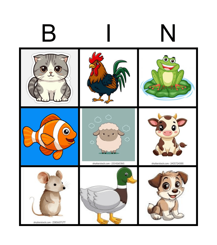 Animaux Bingo Card