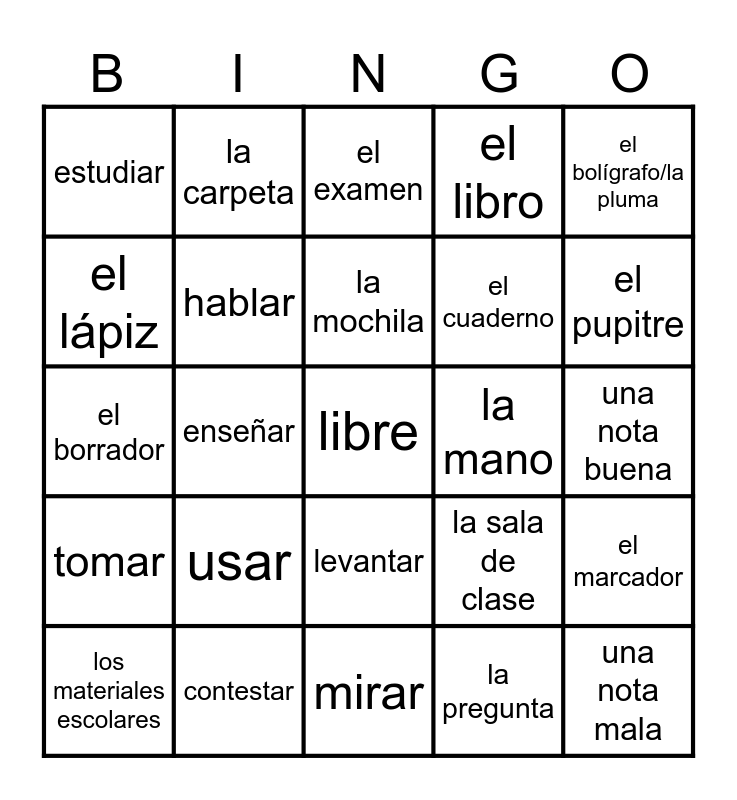 Chapter 3 vocab 1 Bingo Card
