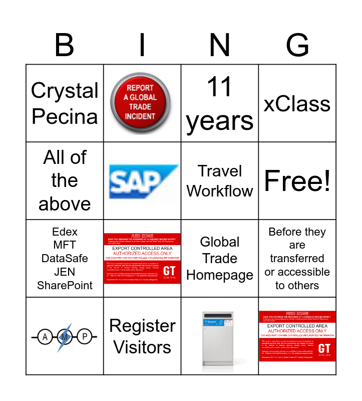 Global Trade Bingo Card