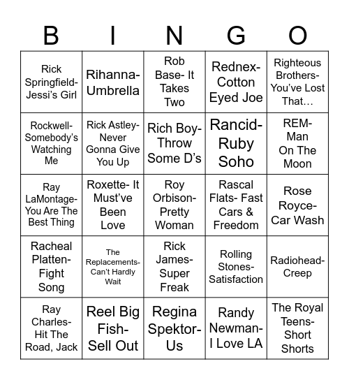 Radio Bingo RRRR Bingo Card