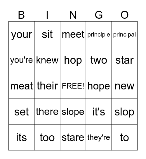 Tricky Words Bingo Card