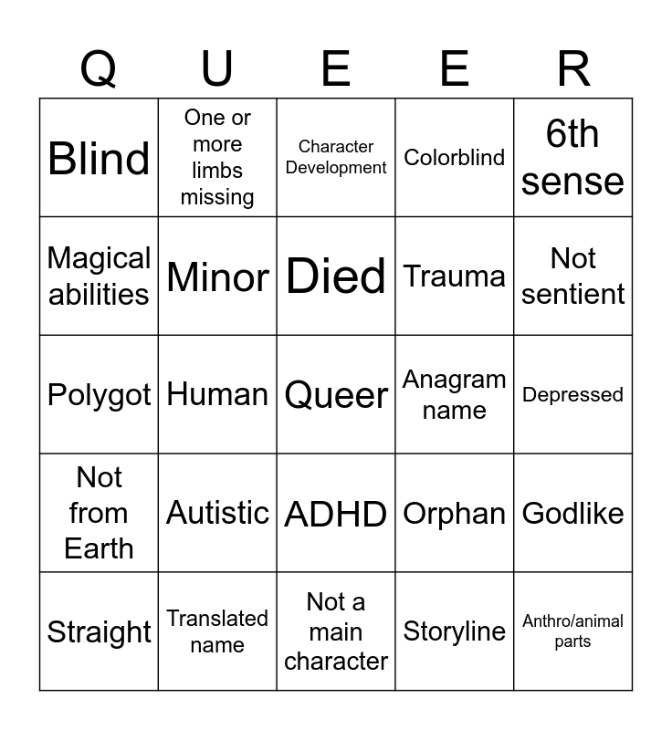 OC bingo Card