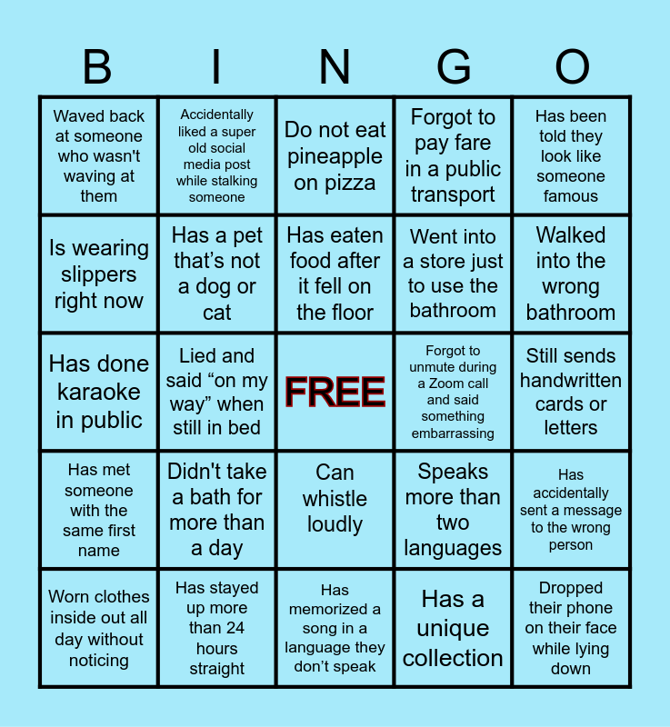 FUN FACTS Bingo Card
