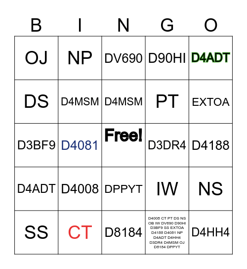 CODE BINGO Card