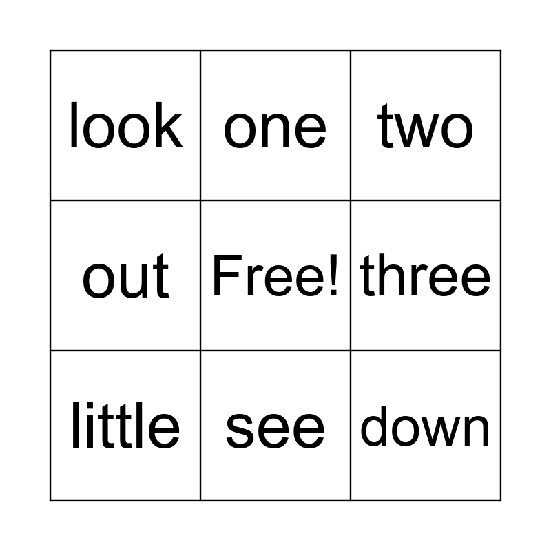 Tricky Word BINGO-Kindergarten Bingo Card