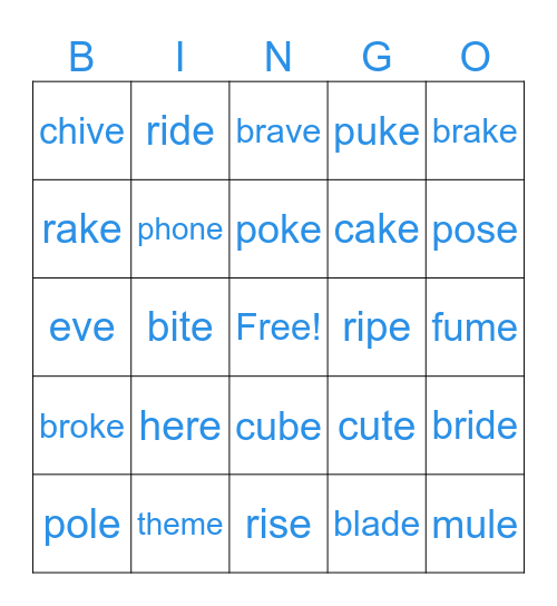 VCe Review Bingo Card