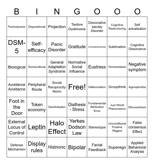 Units 4 & 5 Bingo Card