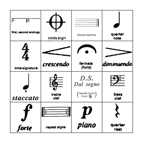 Music Symbol Quiz Review + Bonus Symbols Bingo Card