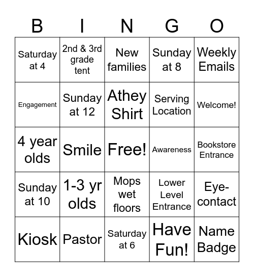 Welcome Team Bingo Card