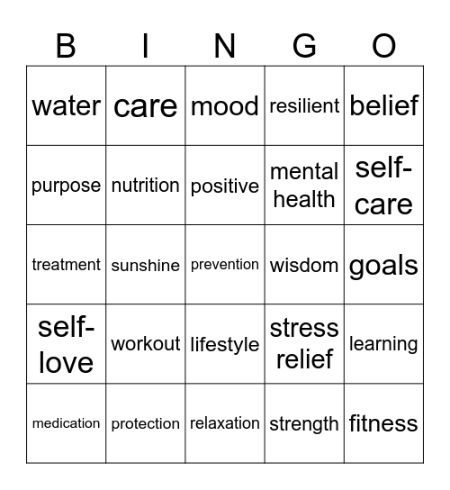 Wellness Bingo Card