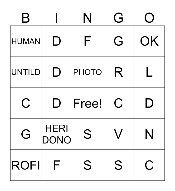 VISUAL ARTS Bingo Card