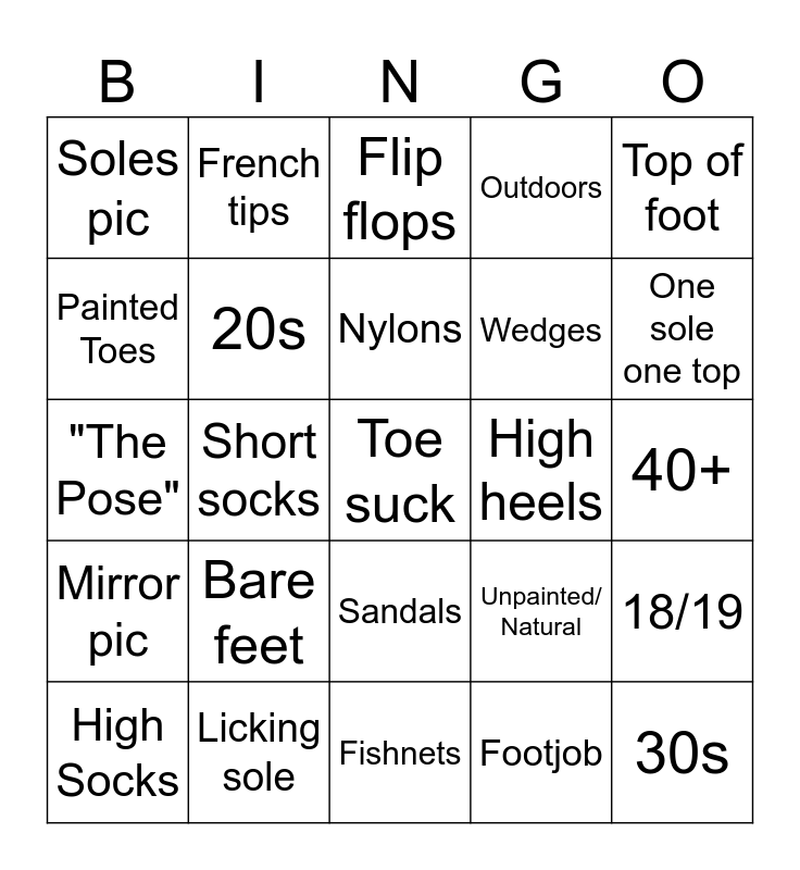 Feet bait Bingo Card