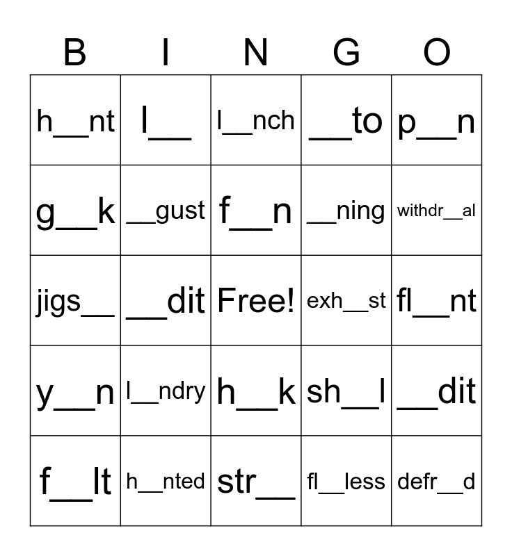 AU and AW BINGO Card