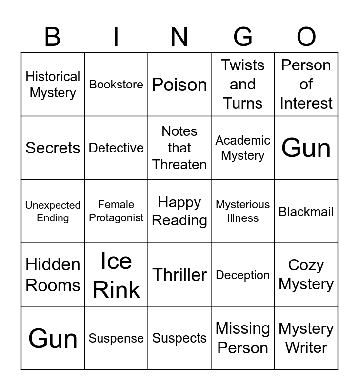 Mystery Book Bingo Card