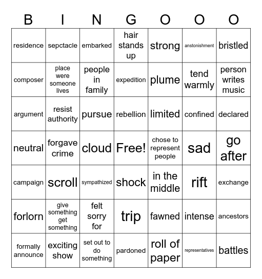 5th grade bingo Card