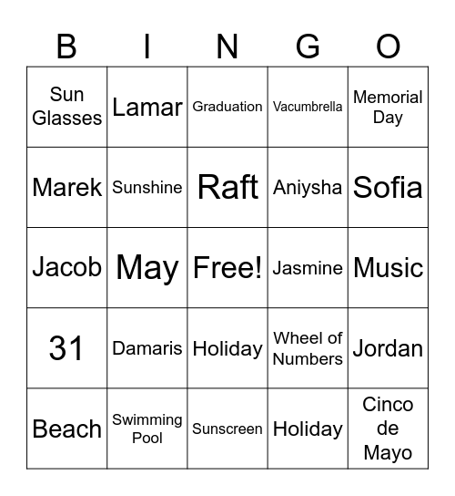 May Bingo Card