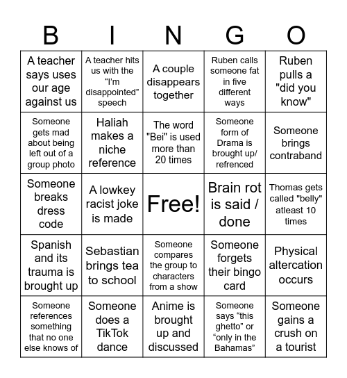 Day Away Ultimate Bingo Card