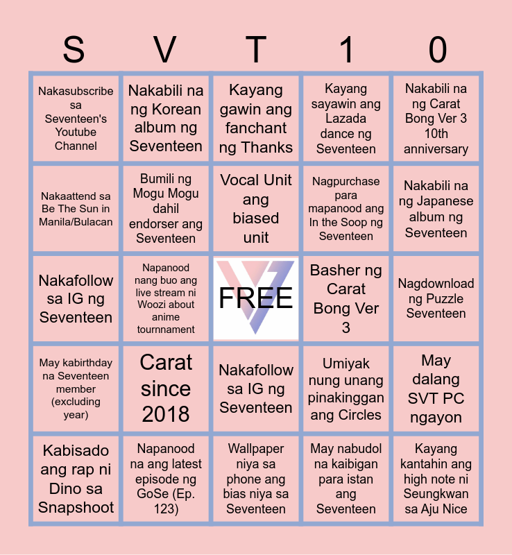 SVT BINGO Card