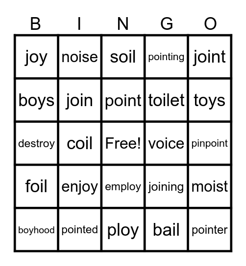 Lesson 95: oi, oy /oi/ Bingo Card