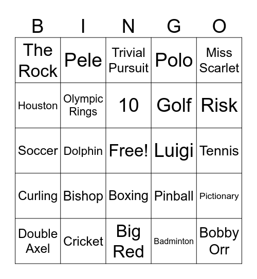 TRingo! Sports and Leisure! #5 Bingo Card