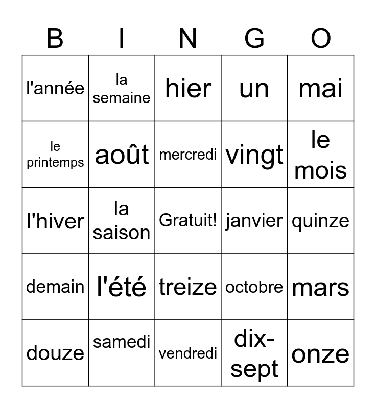 Bryce Daley Bingo Card