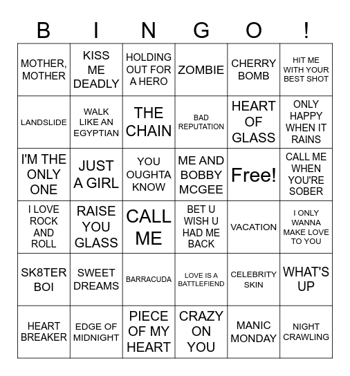 BAD ASS CHICKS Bingo Card