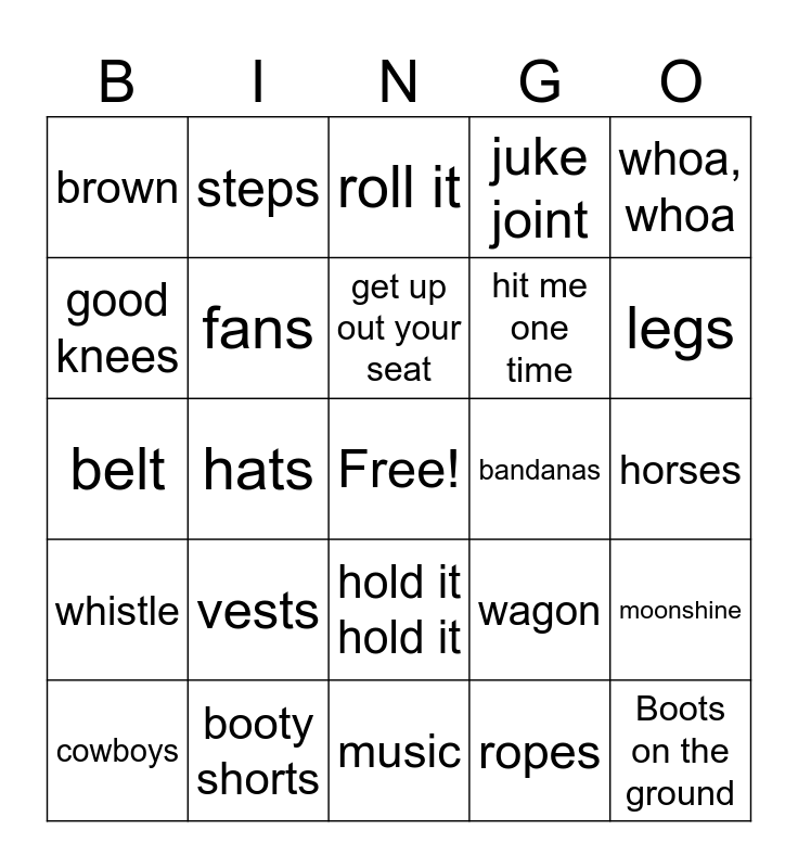 Boots On The Ground Bingo Card