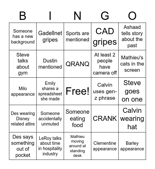 Slim Dusty Bingo Card