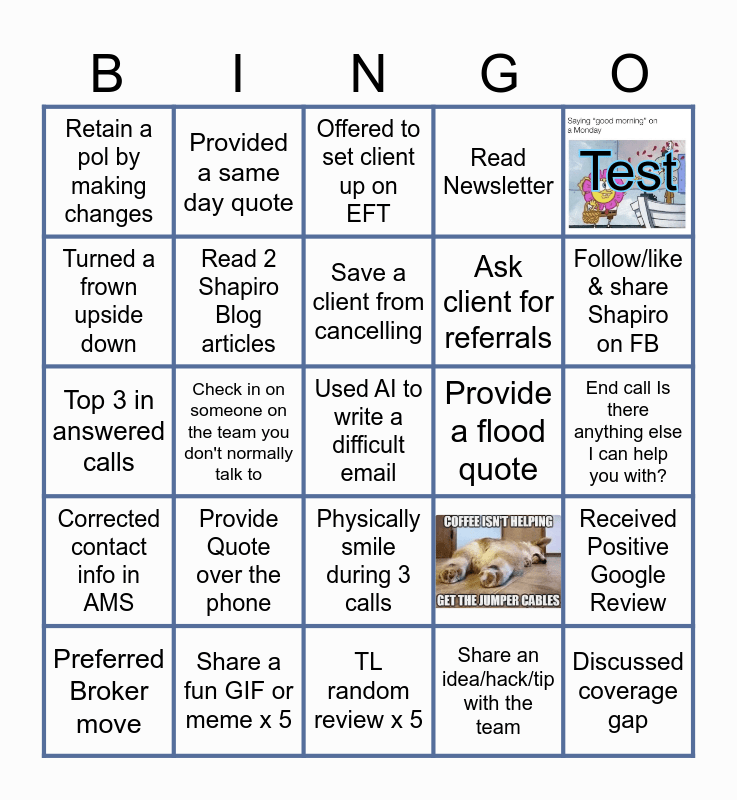 IV League Bingo Card