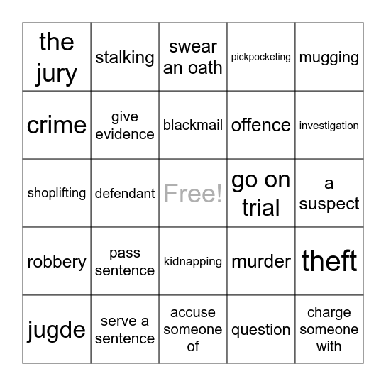CRIME BINGO Card