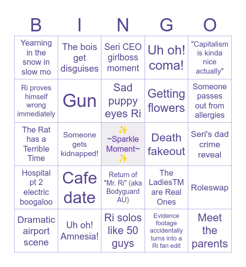 Crash Landing on You Bingo Card