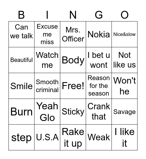 LET,S PARTY Bingo Card