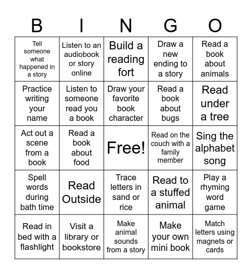 Summer Reading Bingo Card