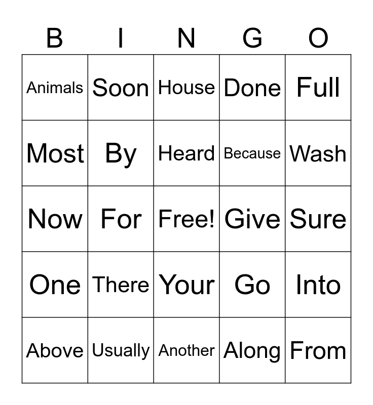 Word Wall 5-8 Bingo Card