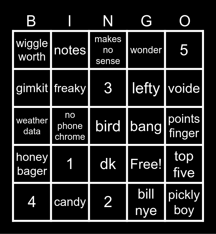 old man johnson Bingo Card