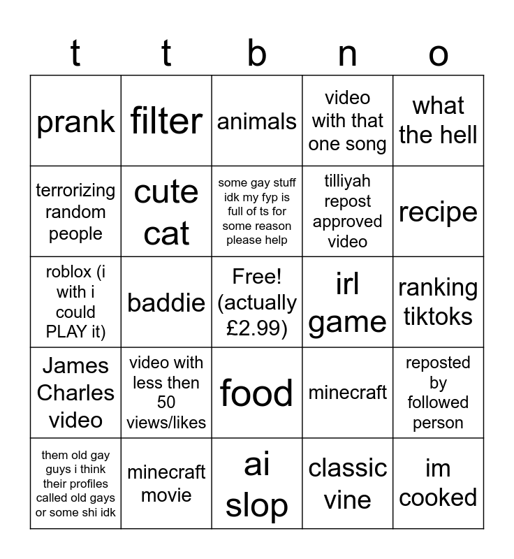 tik tak bingo!!!! (fok off prick) Bingo Card