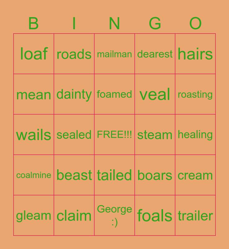 2 Vowels Go Walking! :) Bingo Card