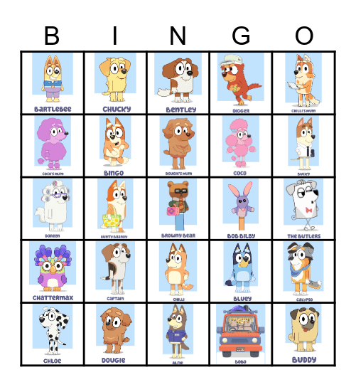 Bluey and Bingo Card