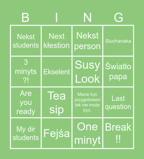 Baba ang bingo Card
