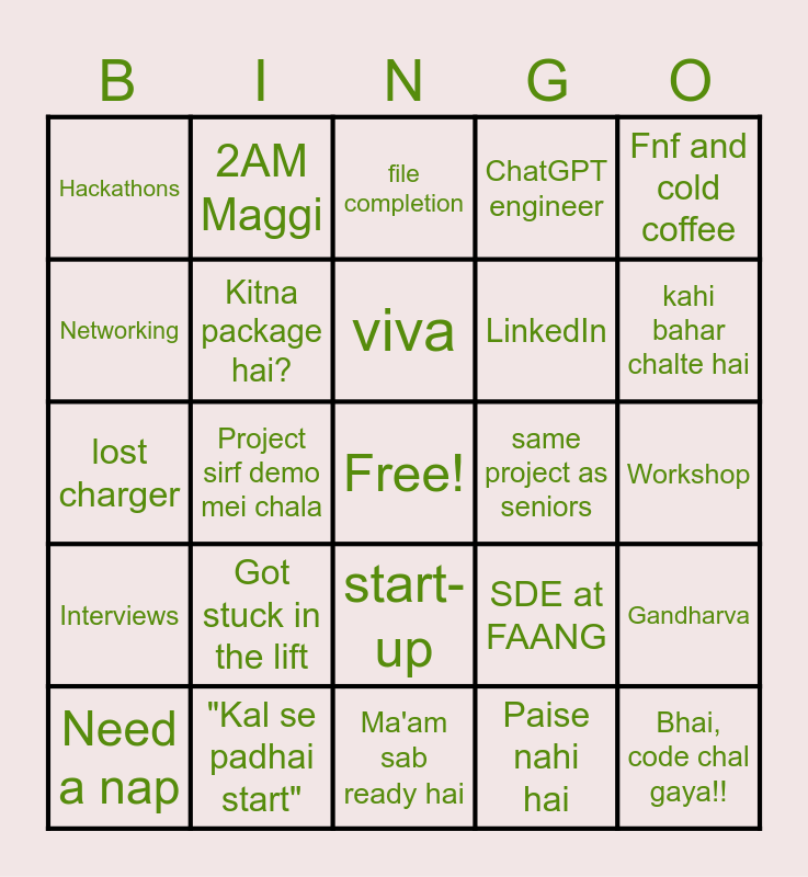 VIIT BINGO Card