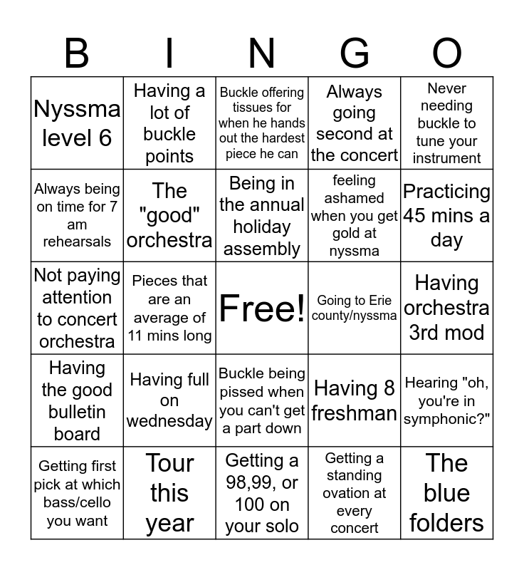 Symphony orchestra bingo Card