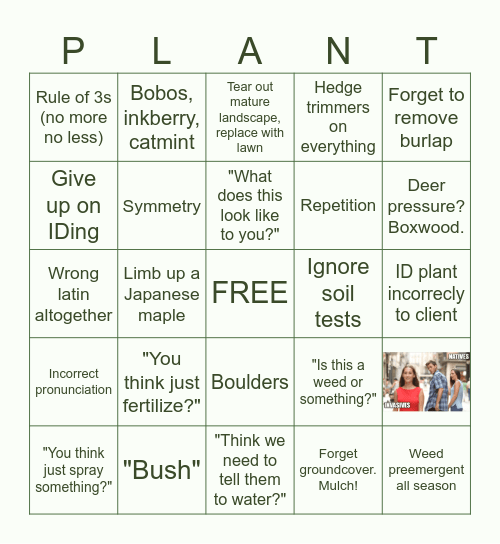 Landscaping Checklist Bingo Card
