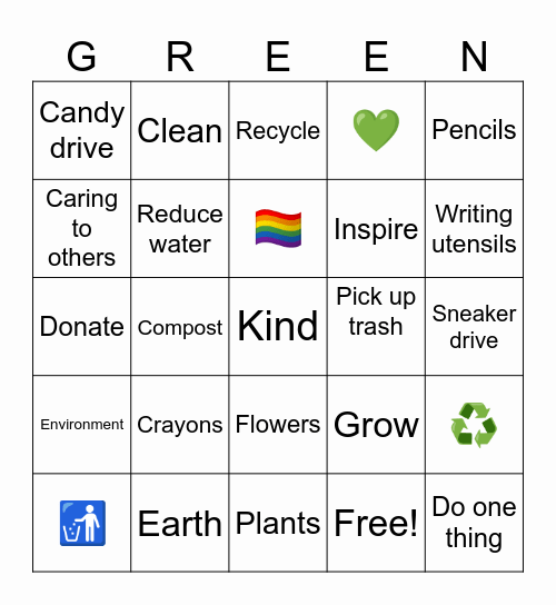 Green Club Bingo Card