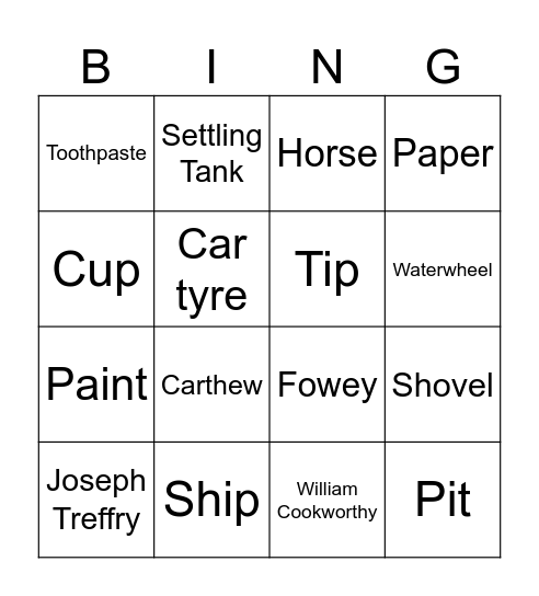 Clay Works Bingo Card