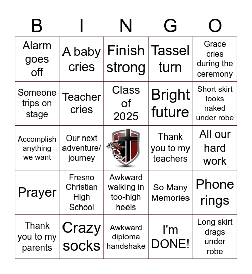 GRADUATION 2025 Bingo Card